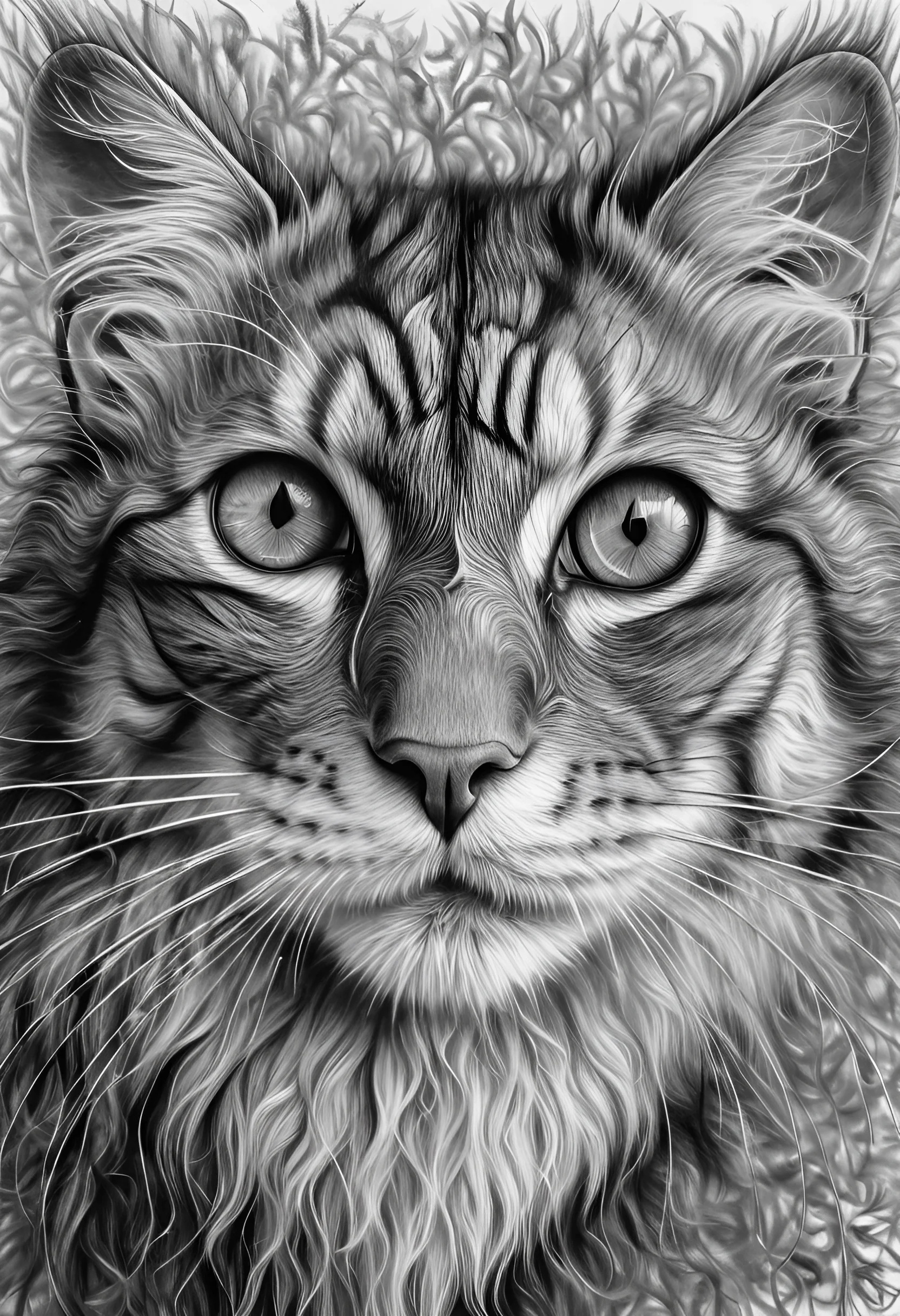 Realistic Black and White Cat Portrait - Free Download - AI Scribbles