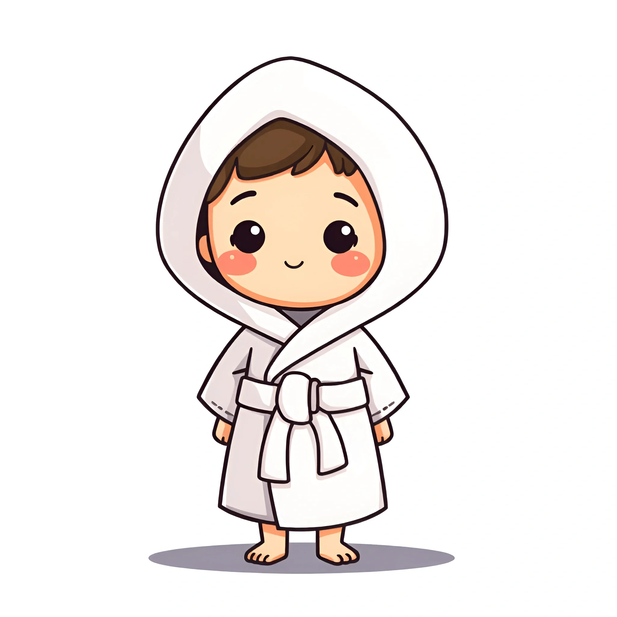 Cute Child in White Bathrobe Cartoon - Free Download - AI Scribbles