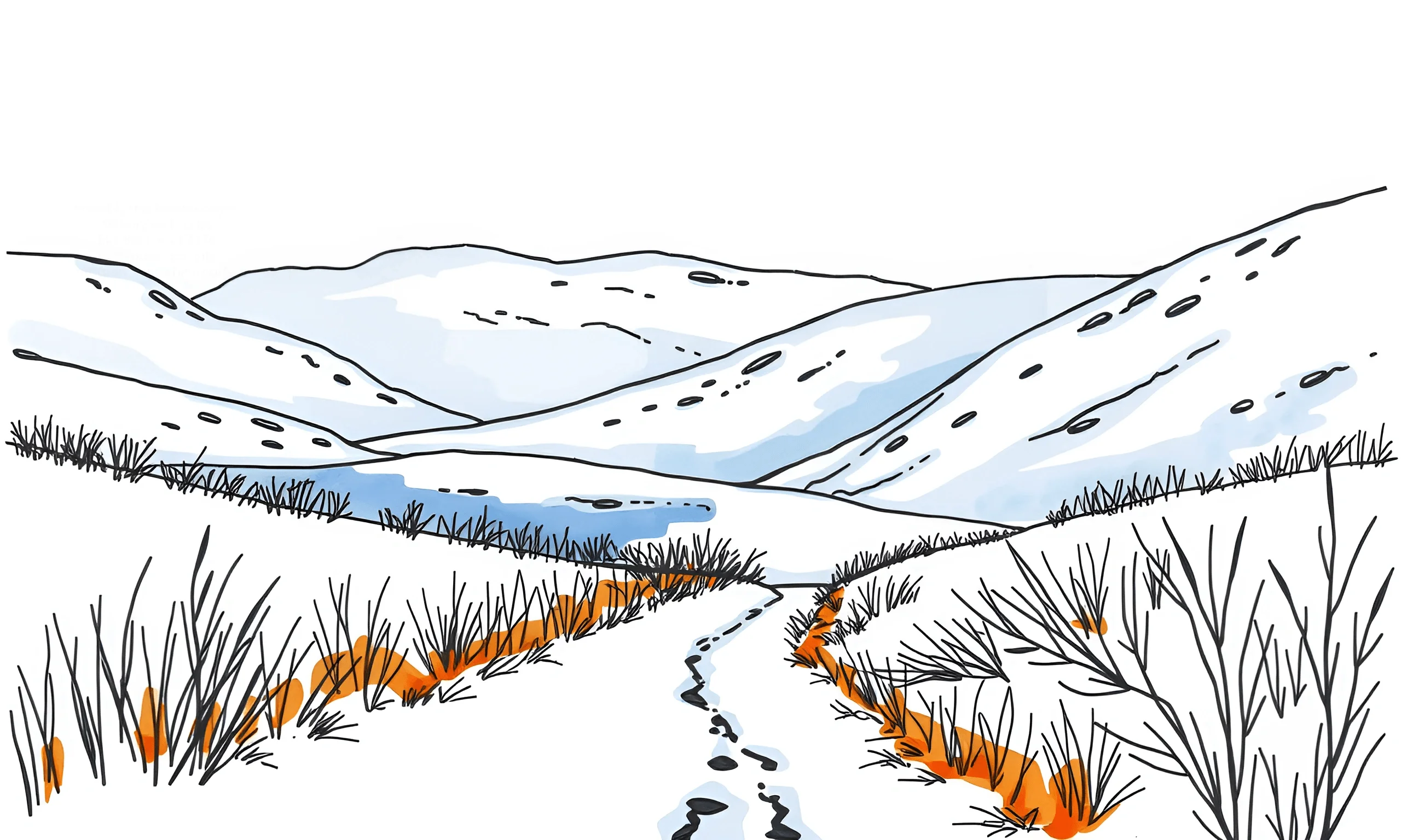 Winter Mountain Landscape Drawing - Free Download - AI Scribbles
