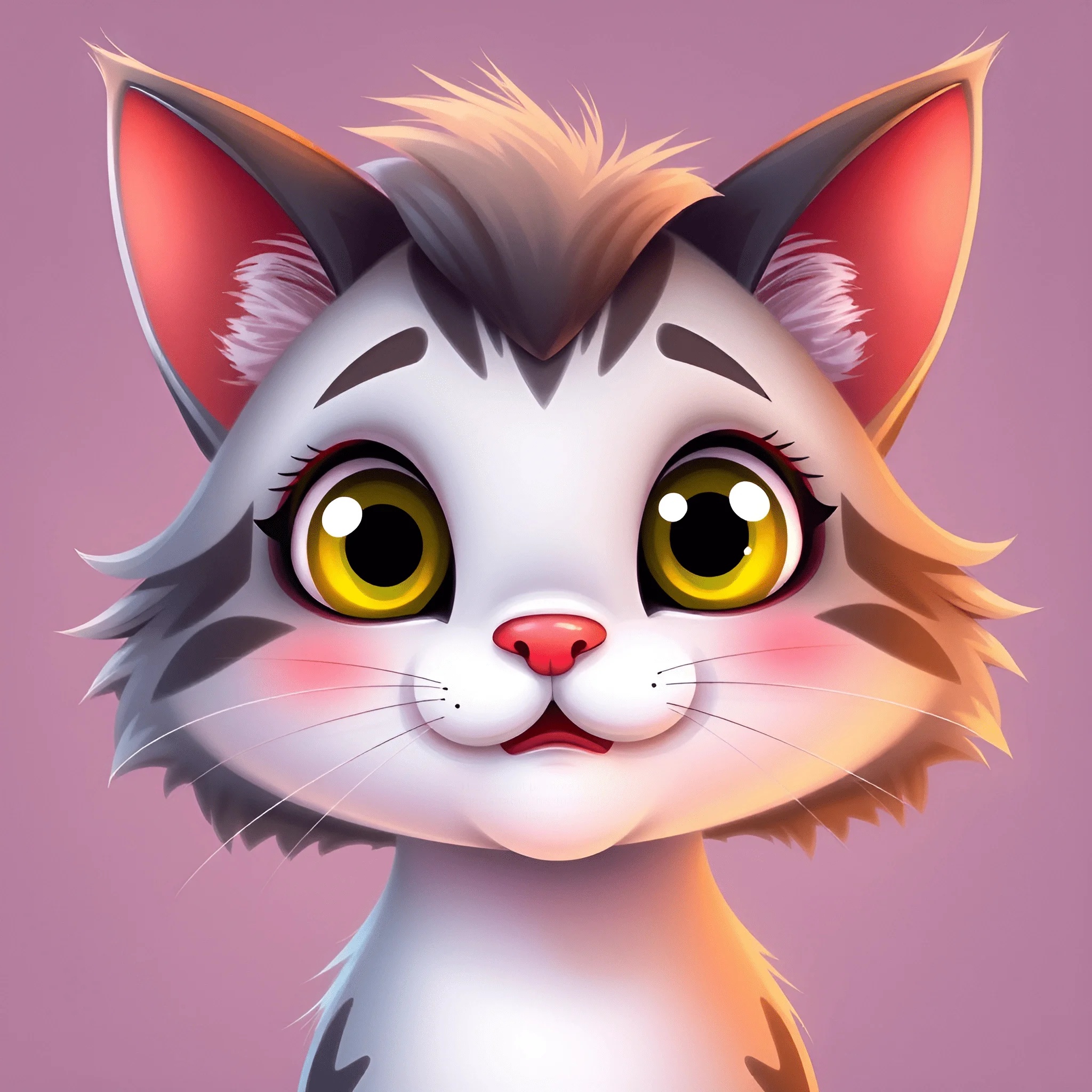 Cute Cartoon Cat Portrait With Large Yellow Eyes - Free Download - AI ...