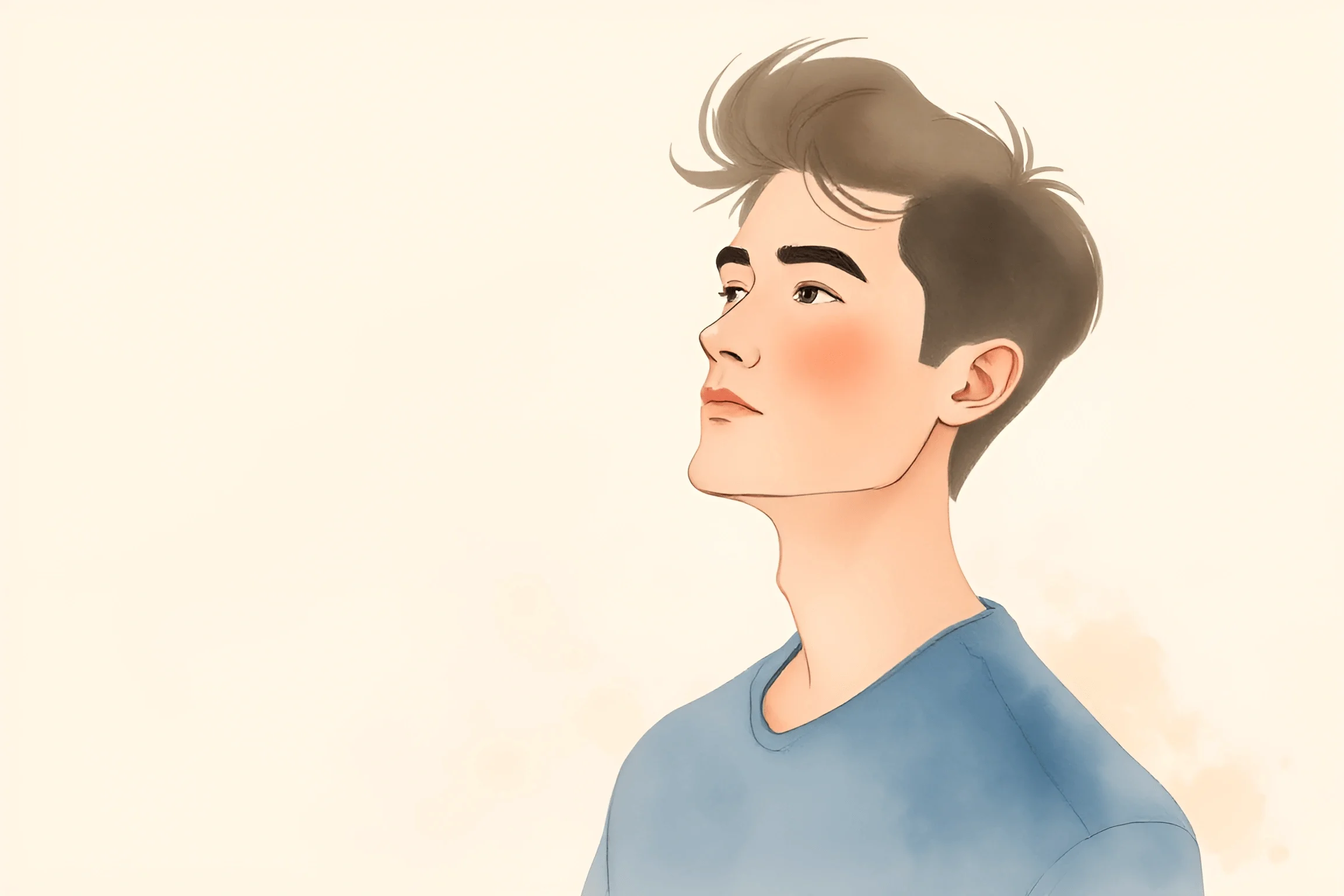 Digital Portrait of Young Man Looking Up - Free Download - AI Scribbles