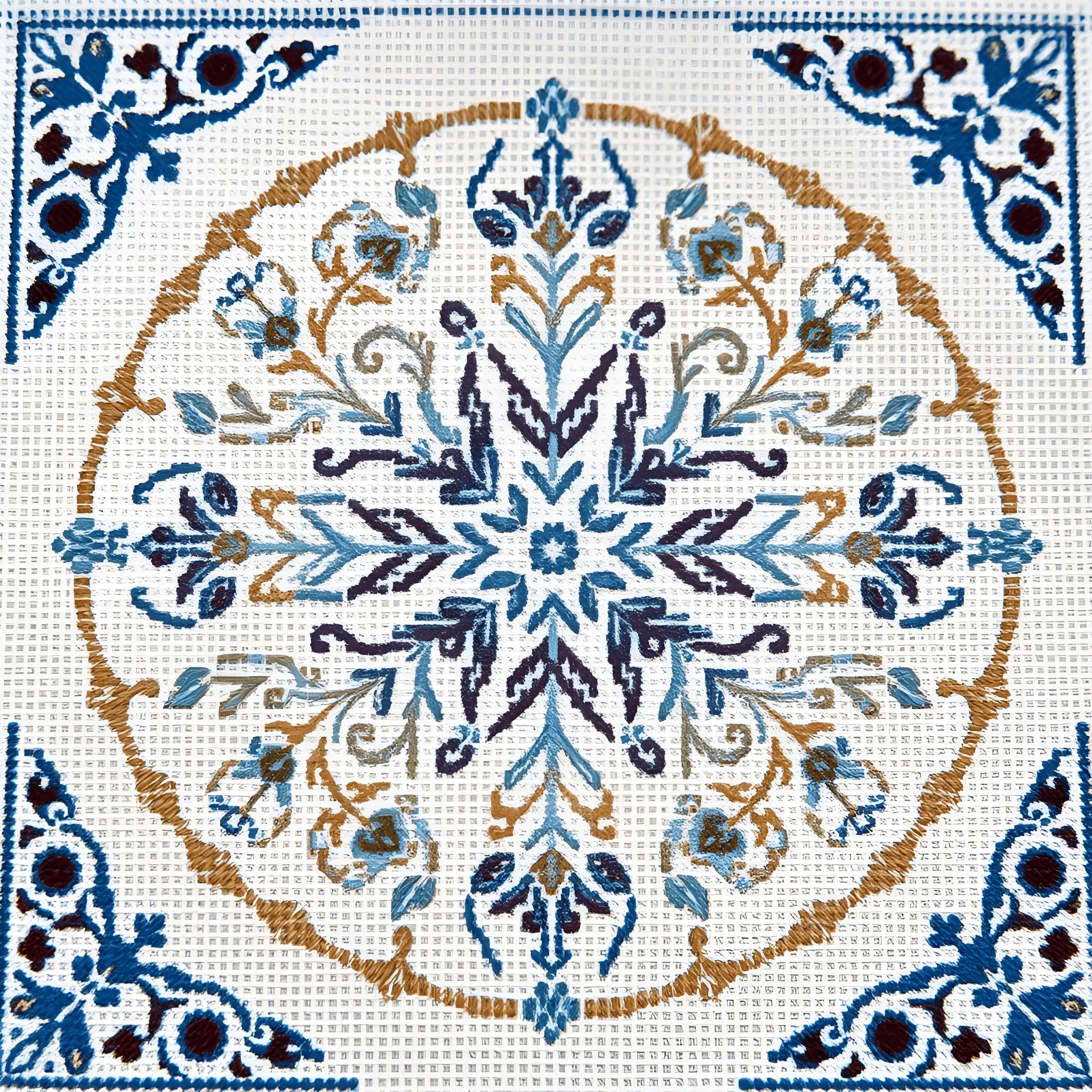 Floral Geometric Needlepoint Mandala - Free Download - AI Scribbles