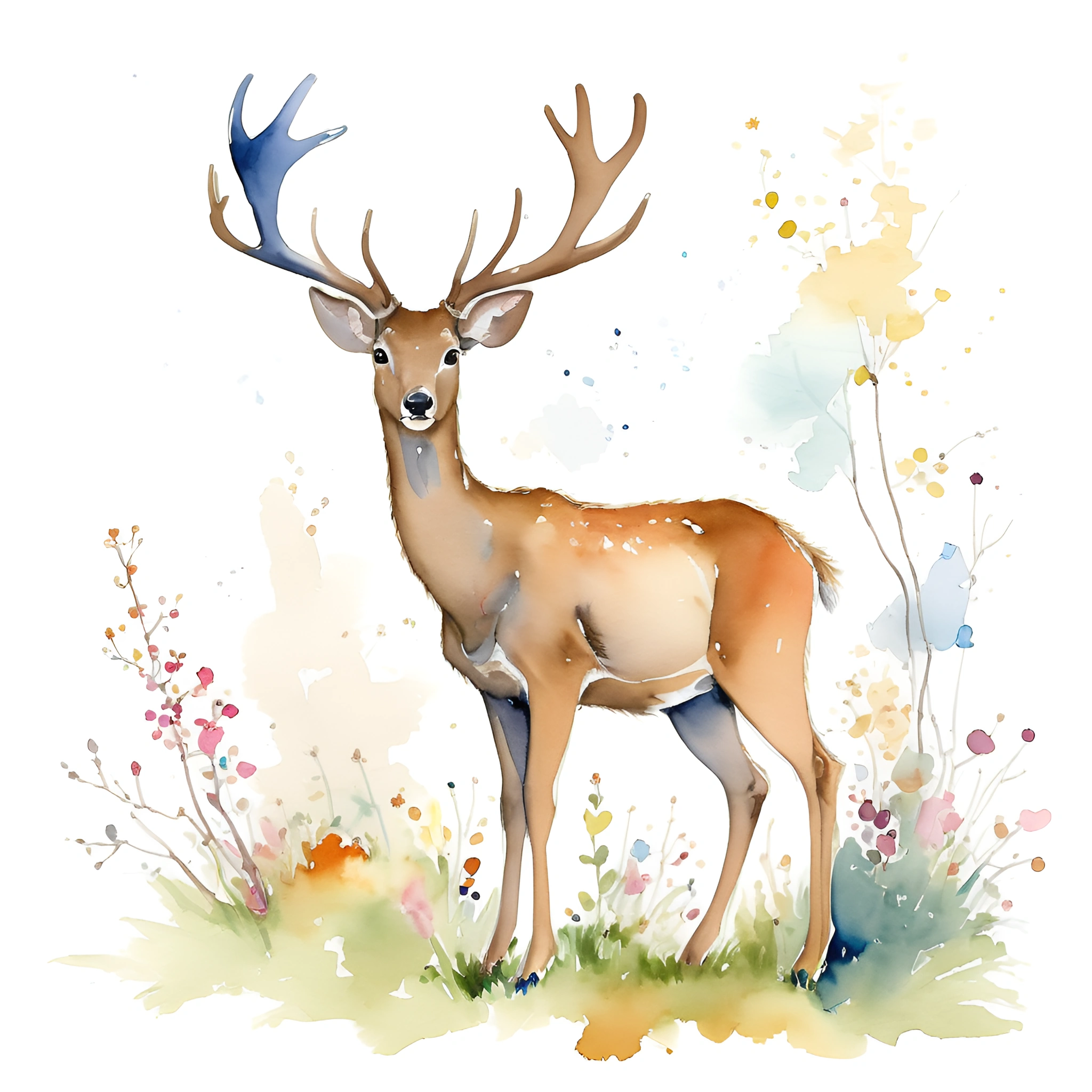 Watercolor Illustration of a Majestic Deer - Free Download - AI Scribbles