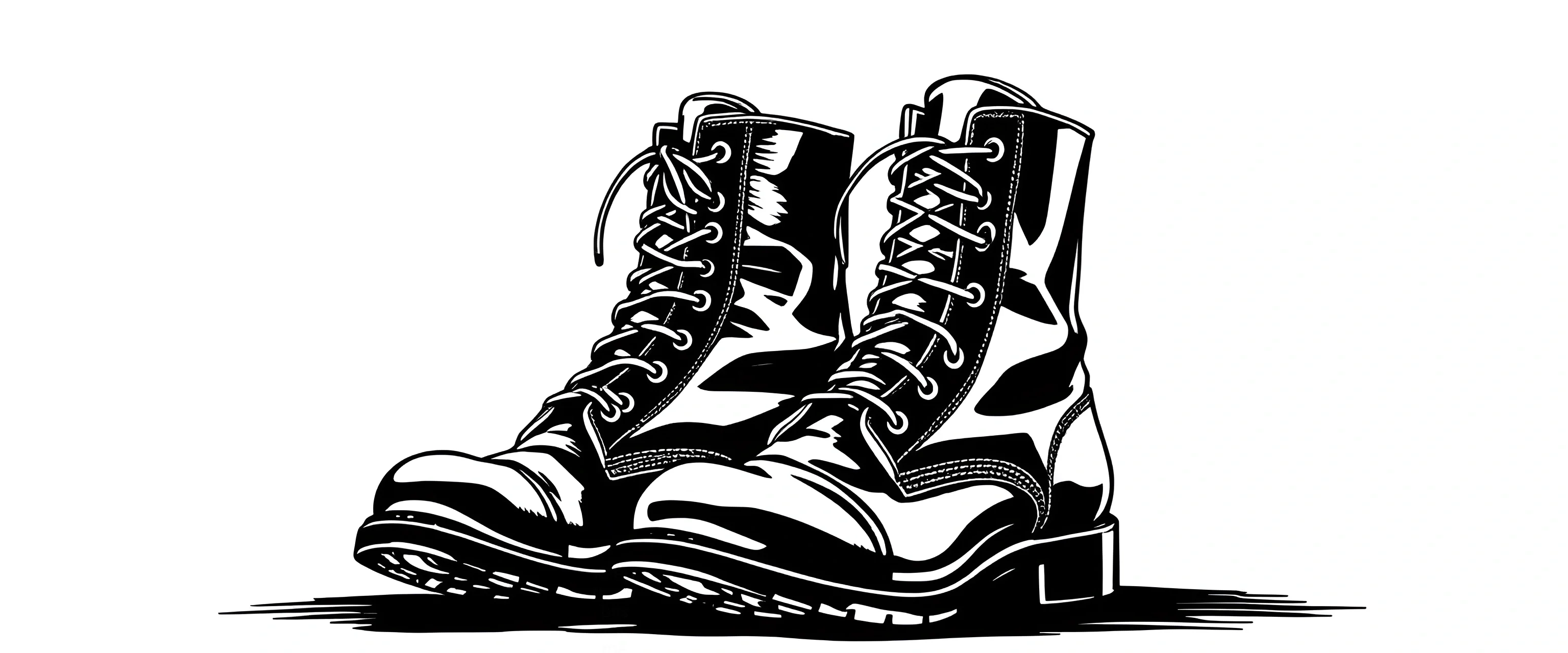 Black Combat Boots Illustration - Free Download - AI Scribbles