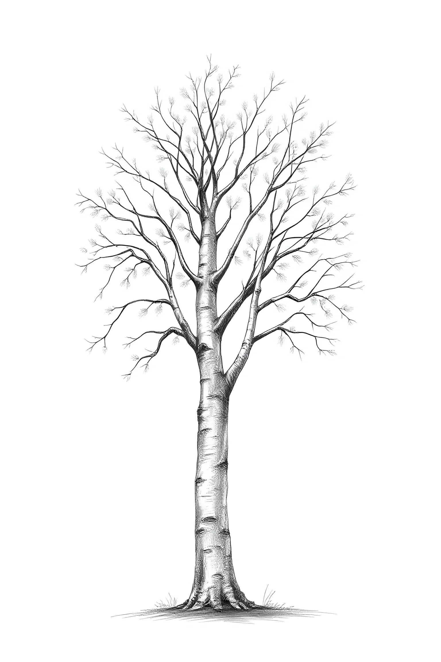 Detailed Pencil Sketch of Leafless Tree - Free Download - AI Scribbles